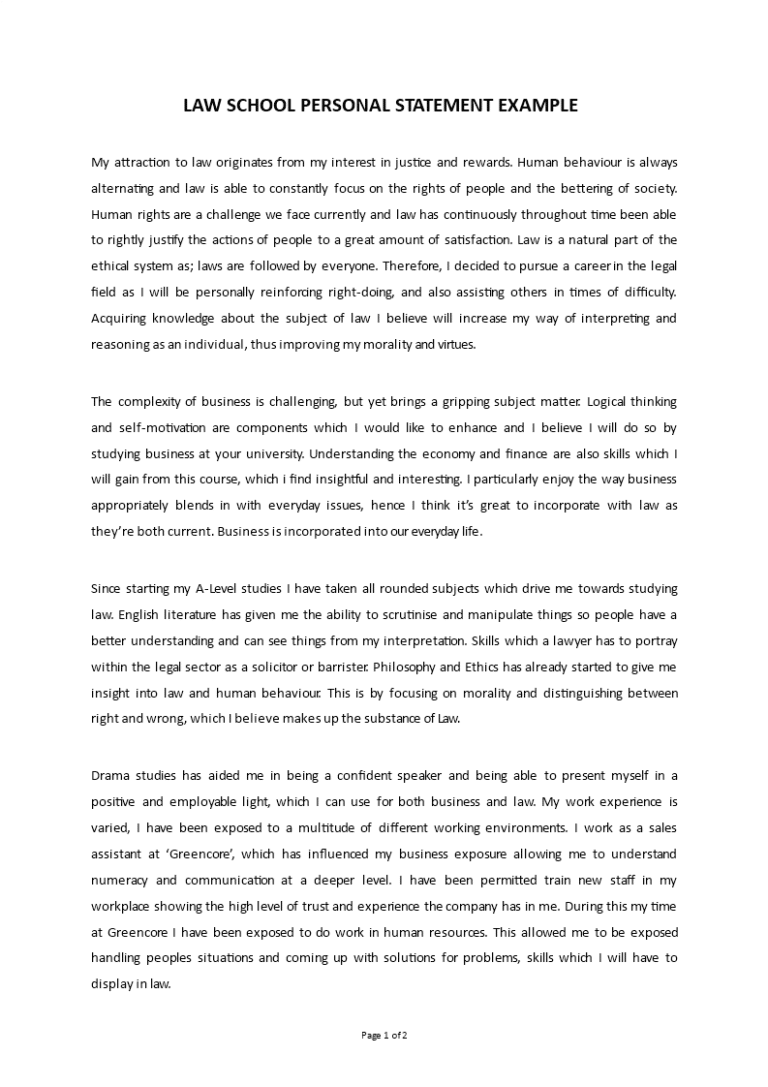 Law School Personal Statement Examples