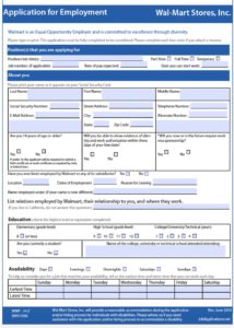 Walmart Job Application Information