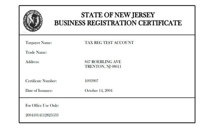 State Of New Jersey Business Registration Certificate Finance Careers 