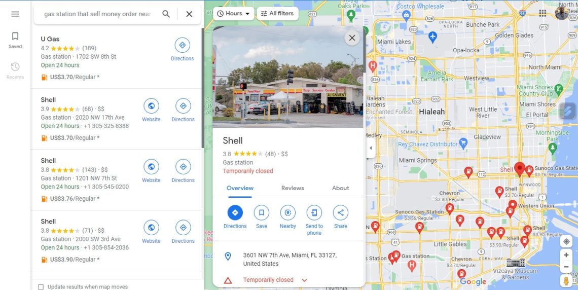 Gas stations that sell money orders near me