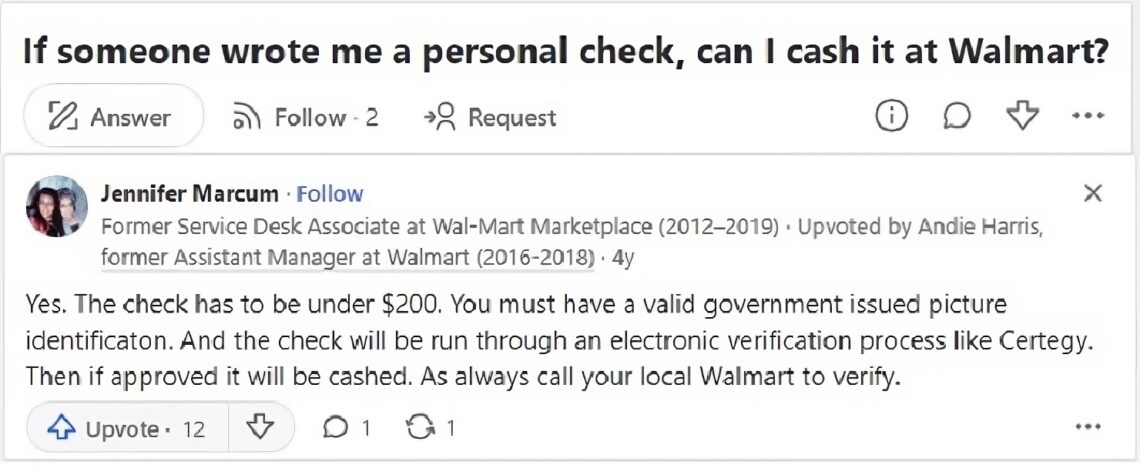 Does Walmart Cash Personal Checks?
