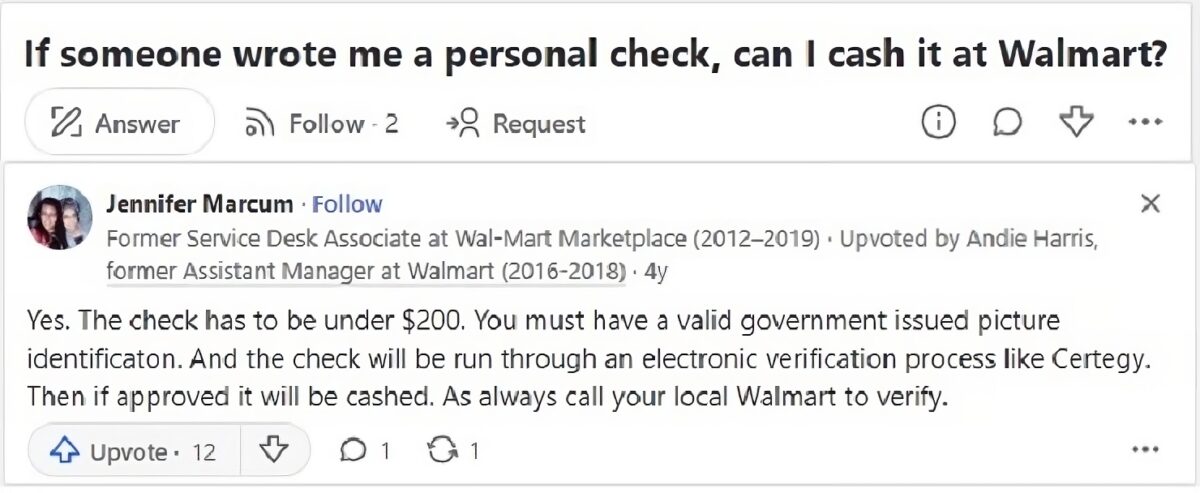Does Walmart Cash Personal Checks?