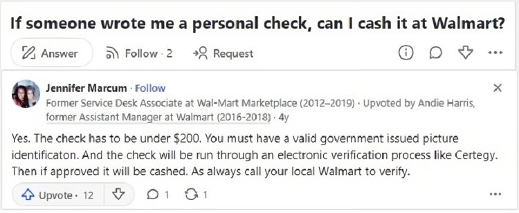 Does Walmart Cash Personal Checks?